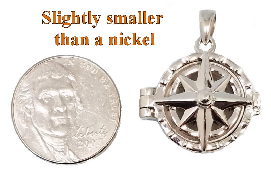 Stanley London Sterling Silver Compass Rose Locket with Working Compass (Locket With Chain No Personalization)