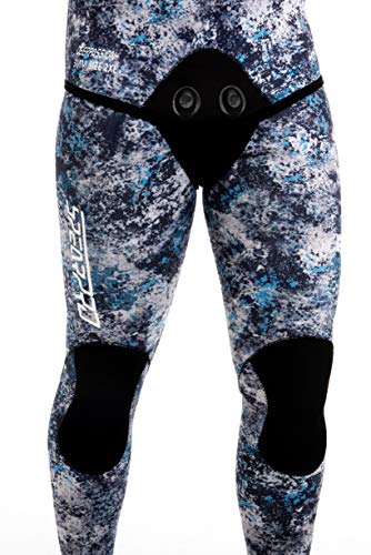 SpearPro Open Cell Freediving and Spearfishing Neoprene Wetsuit – Deep Passion Blue Camo (Choose Between 1.5mm, 3mm, and 5mm) (2XL, 5mm)
