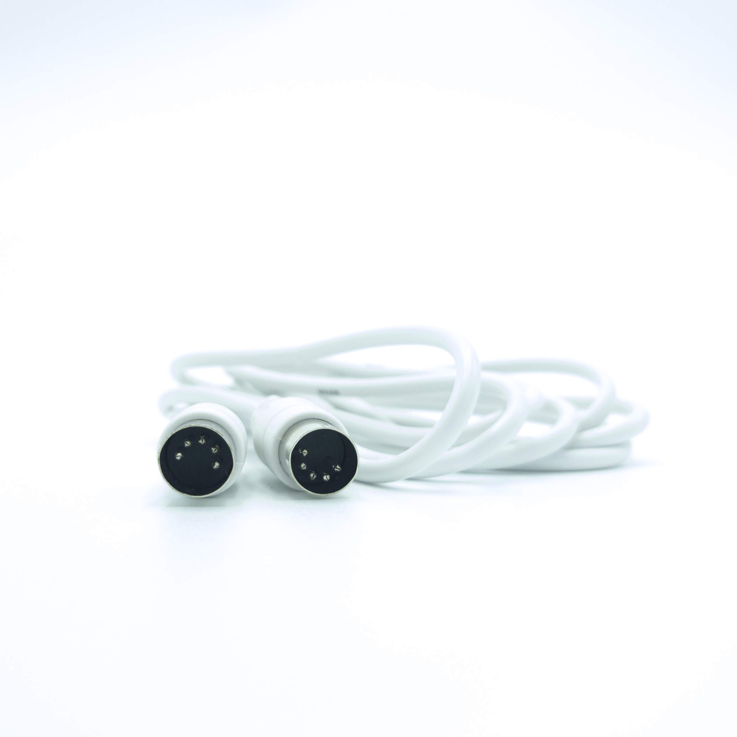 VARA 8 ft White 5-Pin DIN to 5-Pin DIN MIDI Cable Compatible with Synthesizers, Electric Drums, Keyboards, Home Studio
