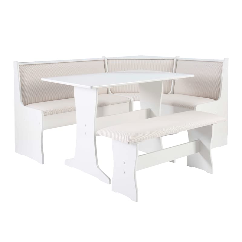 Pemberly Row Traditional Wood Storage Dining Nook in White Finish