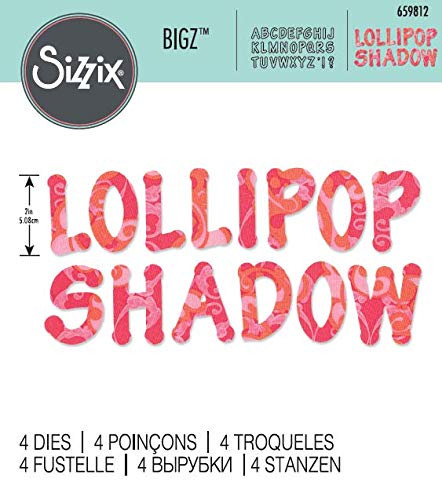 Sizzix , Multi Color, Bigz Die Set 659812, Lollipop Shadow Uppercase Alphabet, 4 Pack, One Size