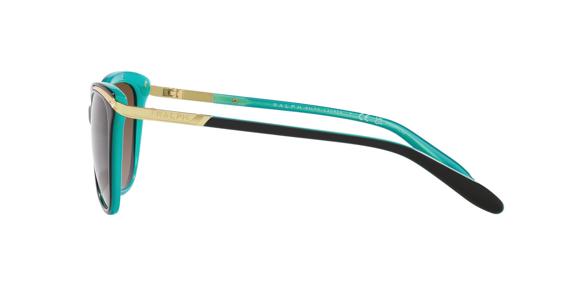 Ralph by Ralph Lauren Women's RA5203 Cat Eye Sunglasses, Shiny Multicolor Havana/Violet Gradient Brown, 54 mm