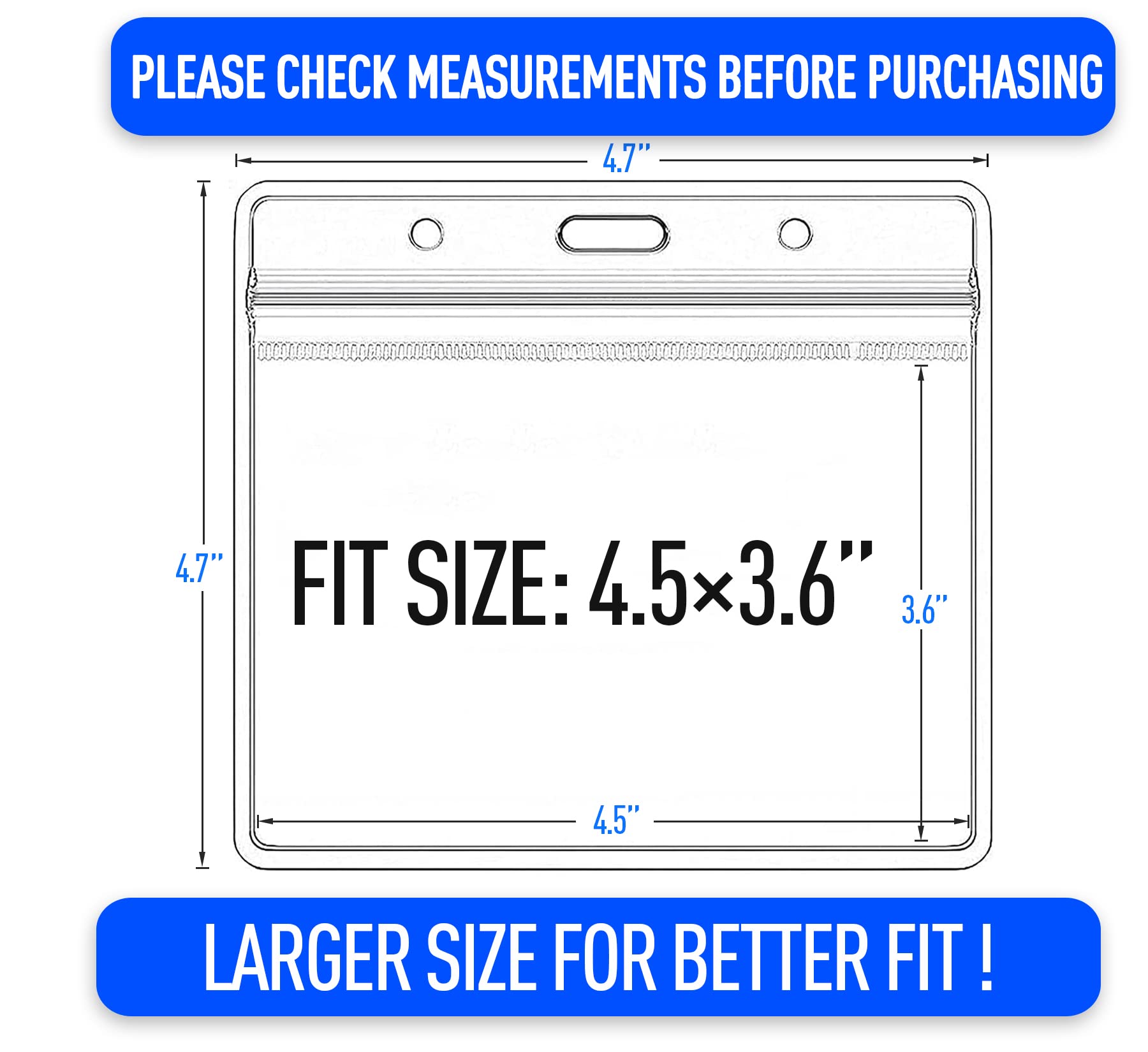 Waterproof Vaccination Card Protector - Plastic ID Holder for Vax Card - Clear Plastic Card Sleeves with Hole Slots for Lanyards - Vax Document Holders with Resealable Zip, PVC - 4.5"x3.6" (10 Pack)
