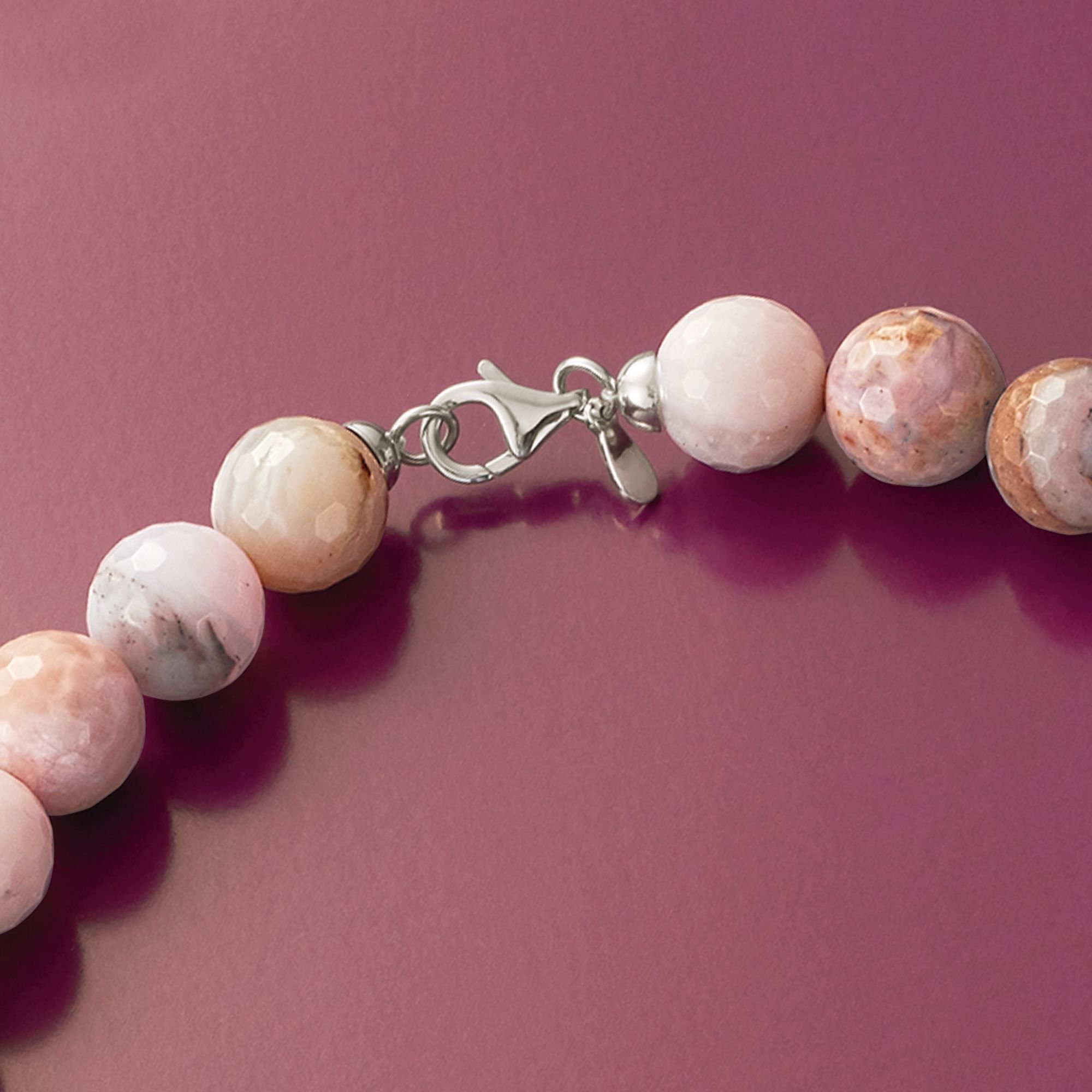 Ross-Simons 12mm Pastel Pink Opal Bead Necklace With Sterling Silver. 18 inches