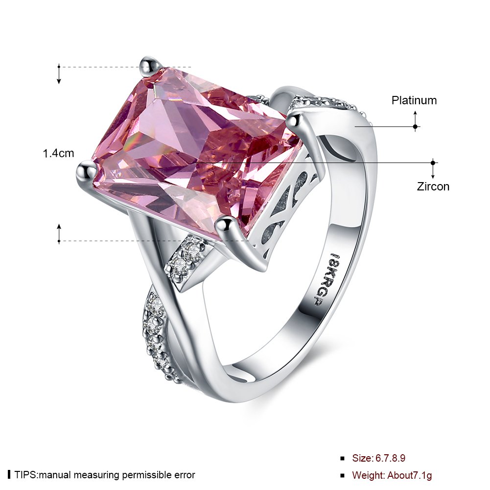 SUKKCCNO 18k White Gold Plated Crystal Rings Sterling Silver Pink 6 Carats Cushion Cut Super Light Pink CZ Cocktail Ring Engagement Wedding Ring (7)