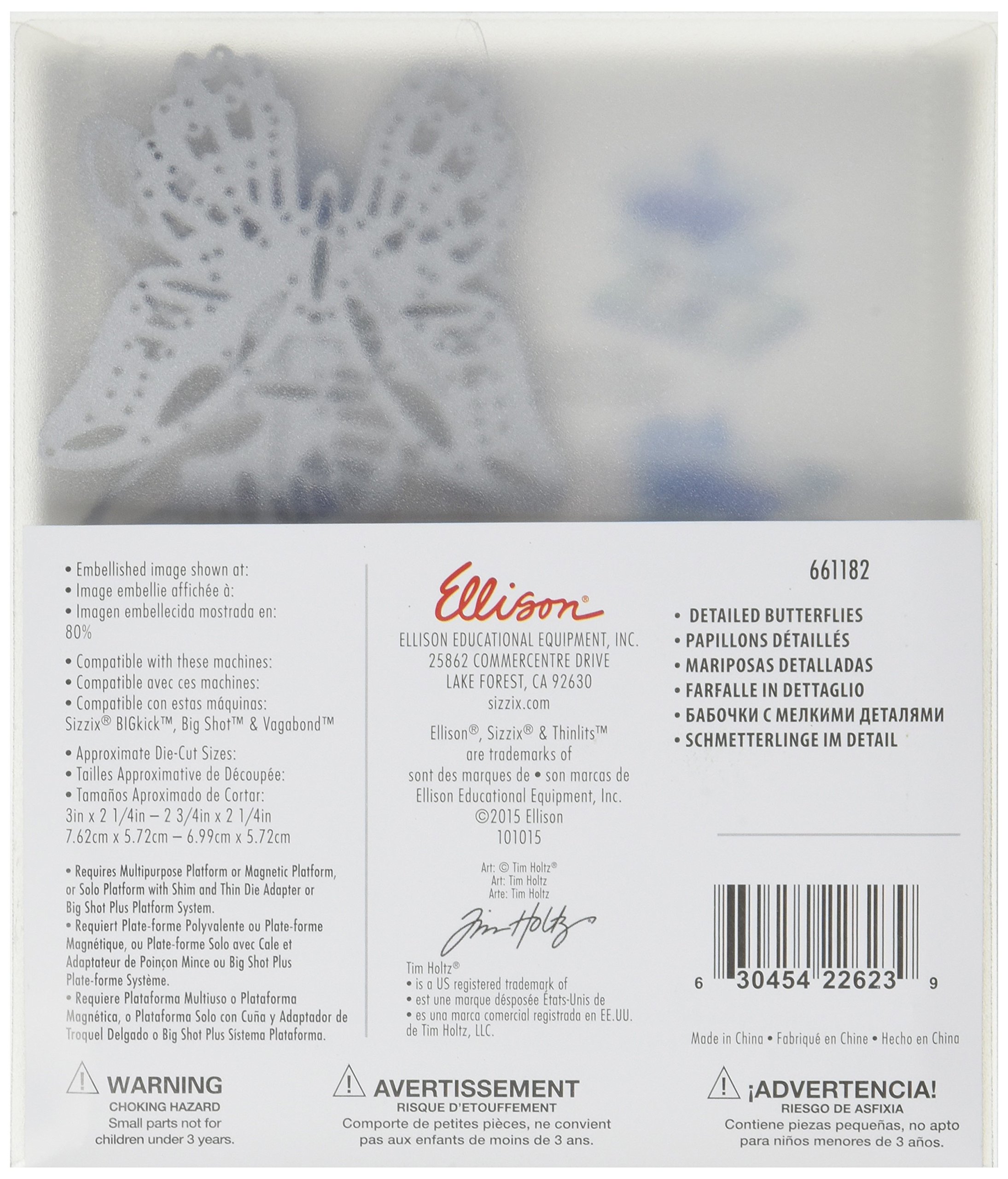 Sizzix 661182 Detailed Butterflies Thinlits Die Set by Tim Holtz (4/Pack)