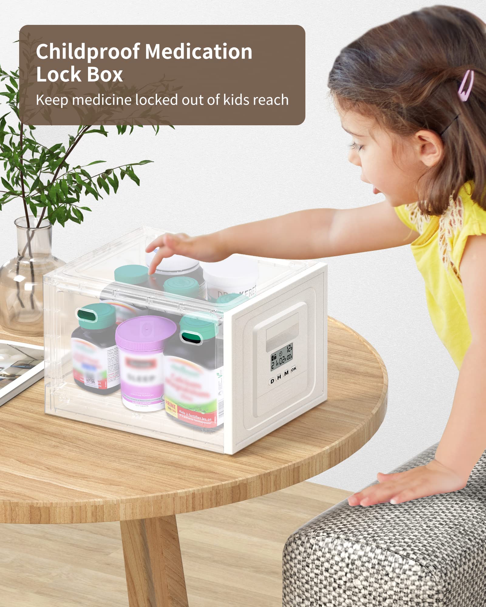 Time Lock Box for Medication, Phone Jail Lock Box with Timer, Timed Locking Container for Snacks Kitchen Food Safe