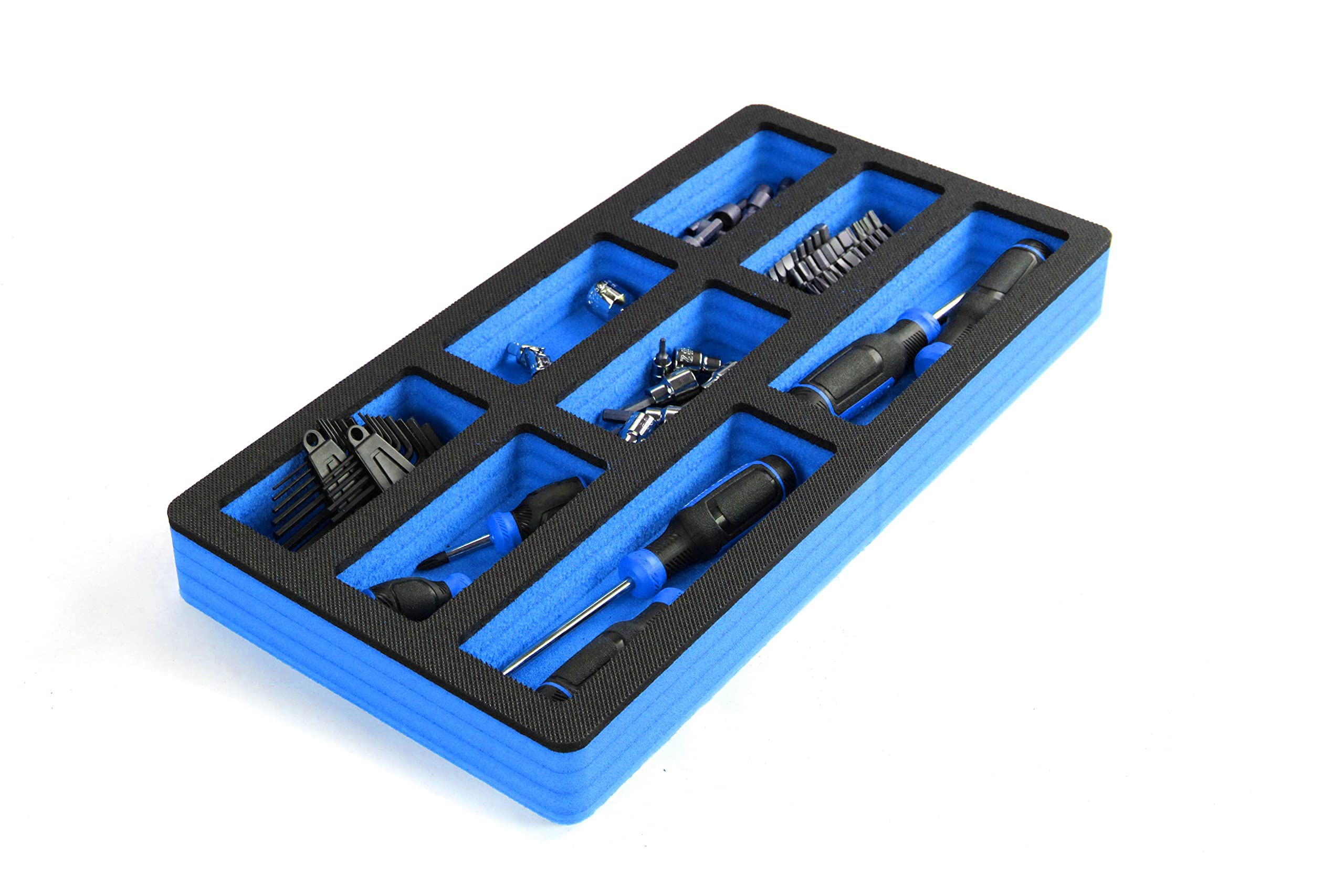 Polar Whale Tool Drawer Organizer Insert Blue and Black Durable Foam Strong Non-Slip Anti-Rattle Bin Holder Tray 20 x 10 Inches 8 Pockets Fits Craftsman Husky Kobalt Milwaukee and Many Others