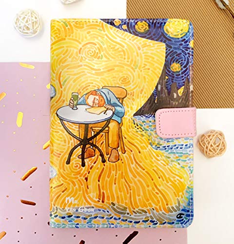 Van Gogh Notebook with Undated Calendar for 12 months, Kawaii Planner, Cute Notebook, Colorful Journals for Women, Premium Quality Paper, A5