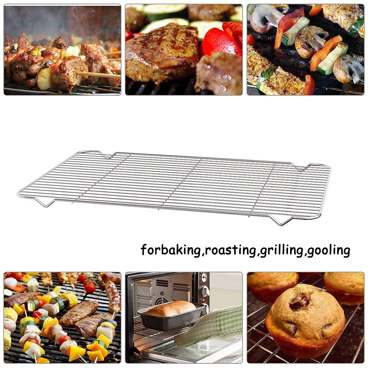 Zacfton Cooling Rack Set of 3, Baking Rack Stainless Steel Wire Rack for Baking Cooking Roasting Grilling Cooling, 15β x 11β x 0.5β Wire Racks, Fit Various Size Cookie Sheets Oven