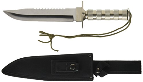SE 14" Stainless Steel Survival Knife with Compass, Survival Kit, and Nylon Sheath - KFD1520