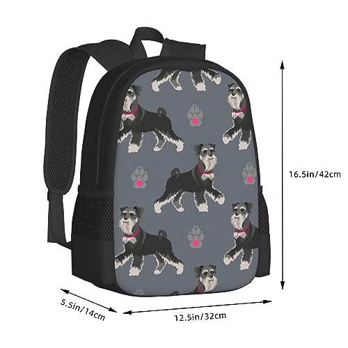 TuoniLaoShi Cute Dog Of Schnauzer Animal Pattern Backpack,Large Capacity Travel Backpack,Laptop Backpack,Water Resistant backpack for Women Men