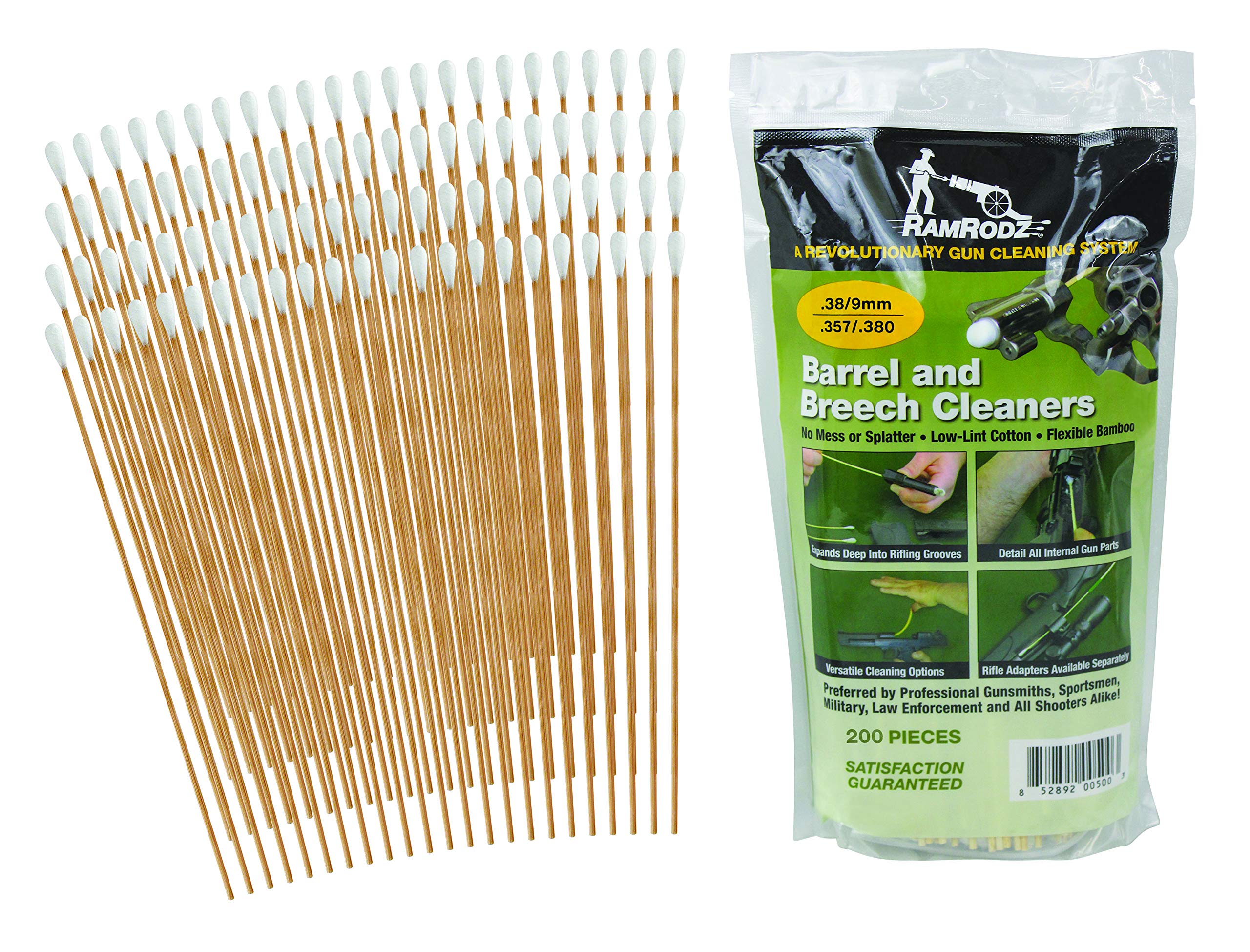 RamRodz Barrel and Breech Cleaners (200-Pack), 9mm/.38/.357/.380-Caliber