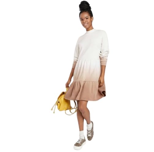 Wild Fable Women's Ombre long Sleeve Cozy Sweatshirt Dress Brown (X-Small)