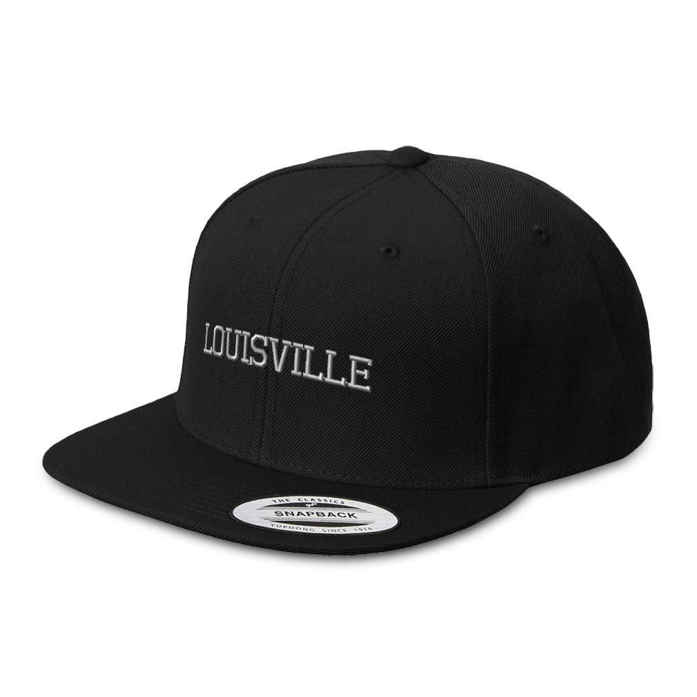 Snapback Hats for Men & Women Louisville City in Kentucky Embroidery Acrylic Flat Bill Baseball Cap Black Design Only