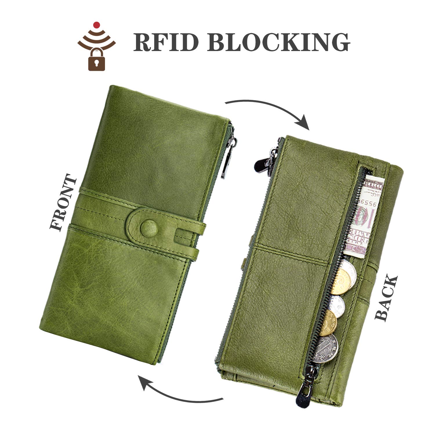 Roulens Women's Vintage, Leather-Green, L