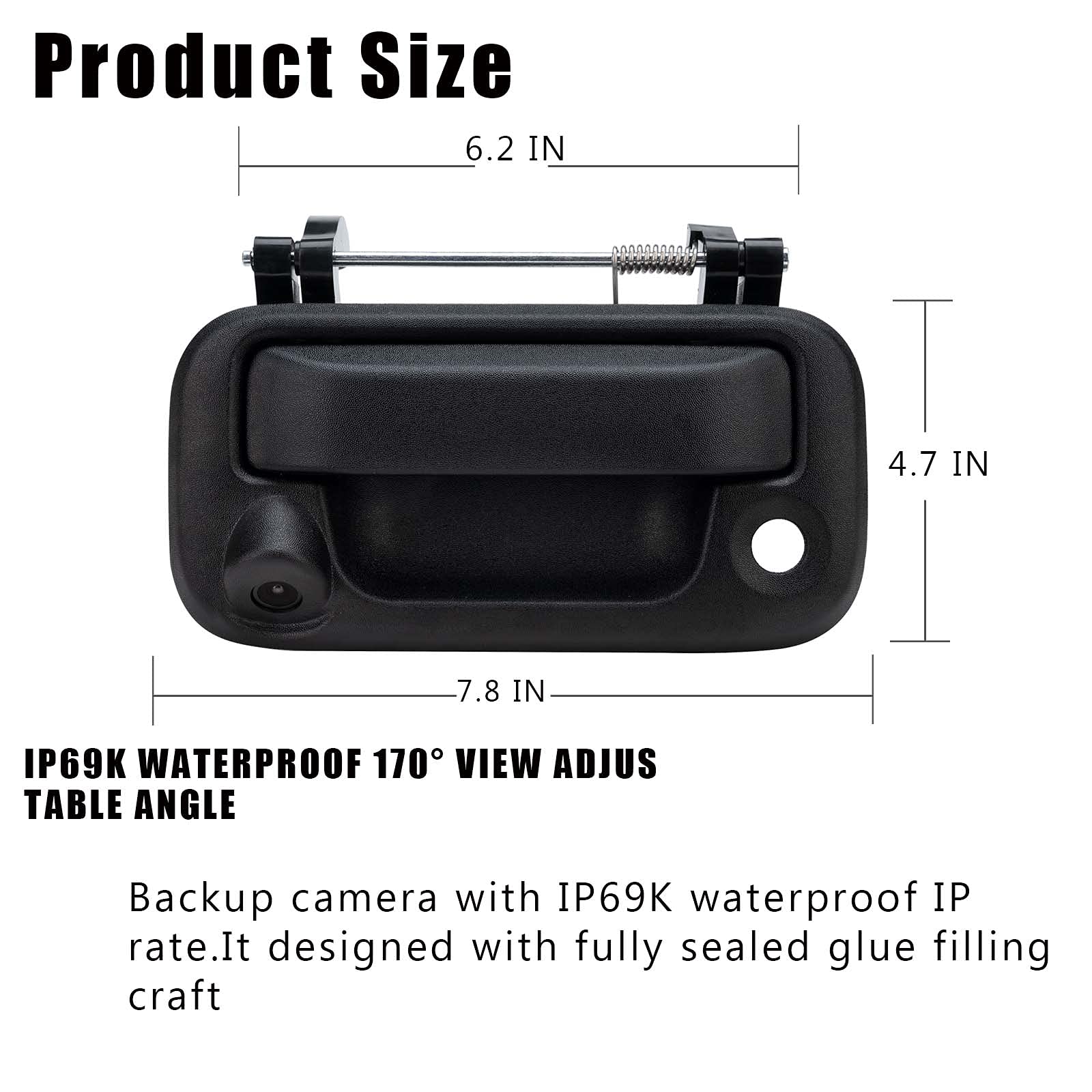 Rear View Camera Tailgate Handle Camera Compatible with Ford F150 2004-2014, F250 F-350 F450 F550 2008-2016 Tailgate Backup Camera, Car Rear View Camera Tailgate Handle (Black)