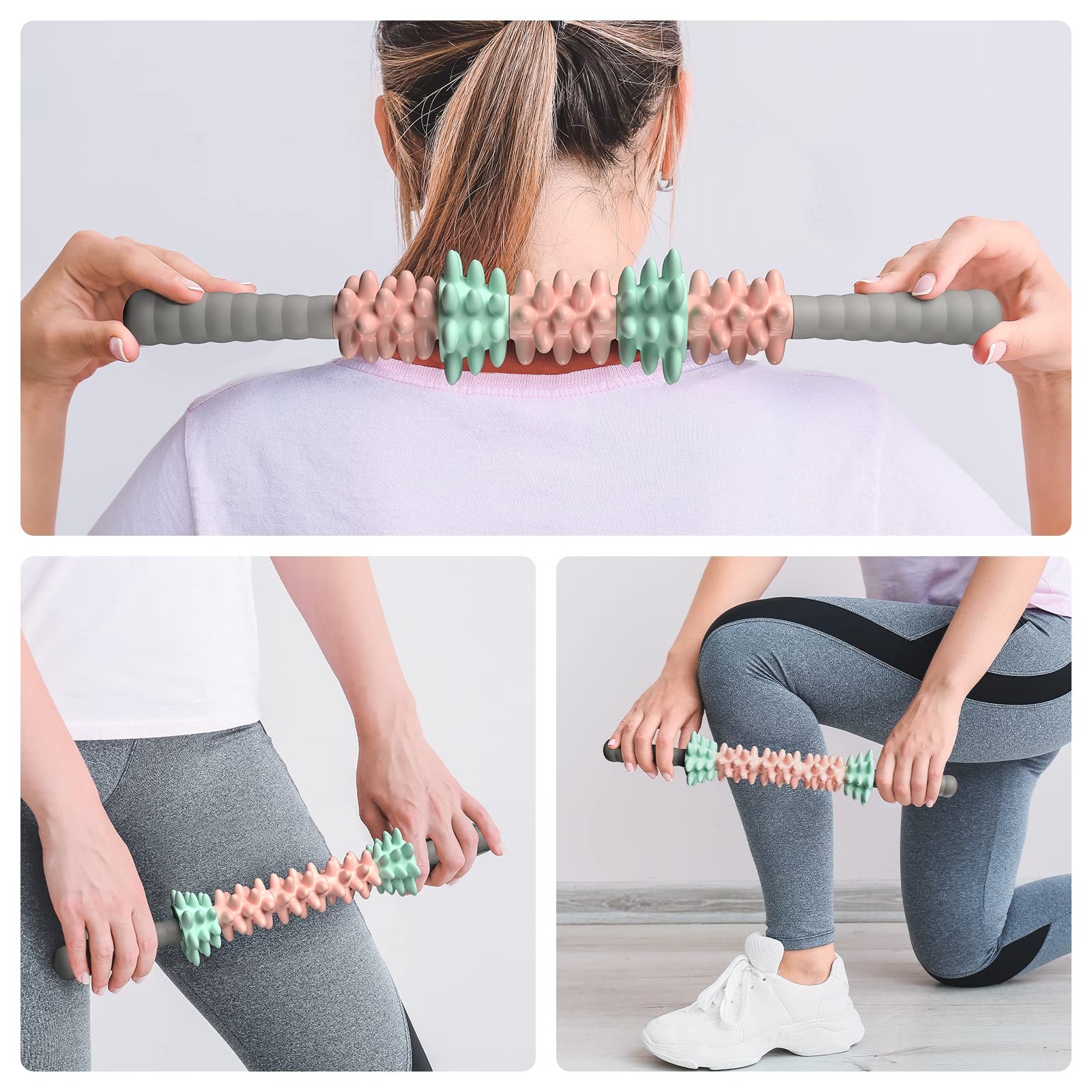 YINHANG Massage Roller Stick Removable Muscle Massager for Back Body Leg Relax, Trigger Point Massage Stick for Physical Therapy, Reducing Soreness & Tightness