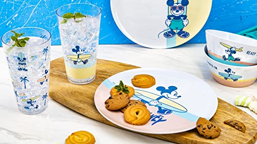 Zak Designs Disney Mickey Mouse Street Beach (Stay Wavey) - Kids Dinnerware Set, Includes 10in Melamine Plate and 27oz Bowl Set, BPA-Free Durable Plate and Bowl Makes Mealtime Fun