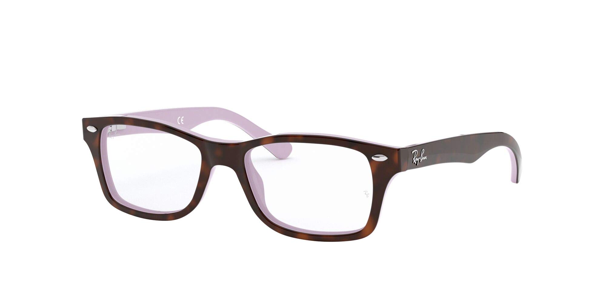 Ray-Ban Junior Kids' Ry1531 Square Prescription Eyeglass Frames, Havana on Violet/Demo Lens, 48 mm