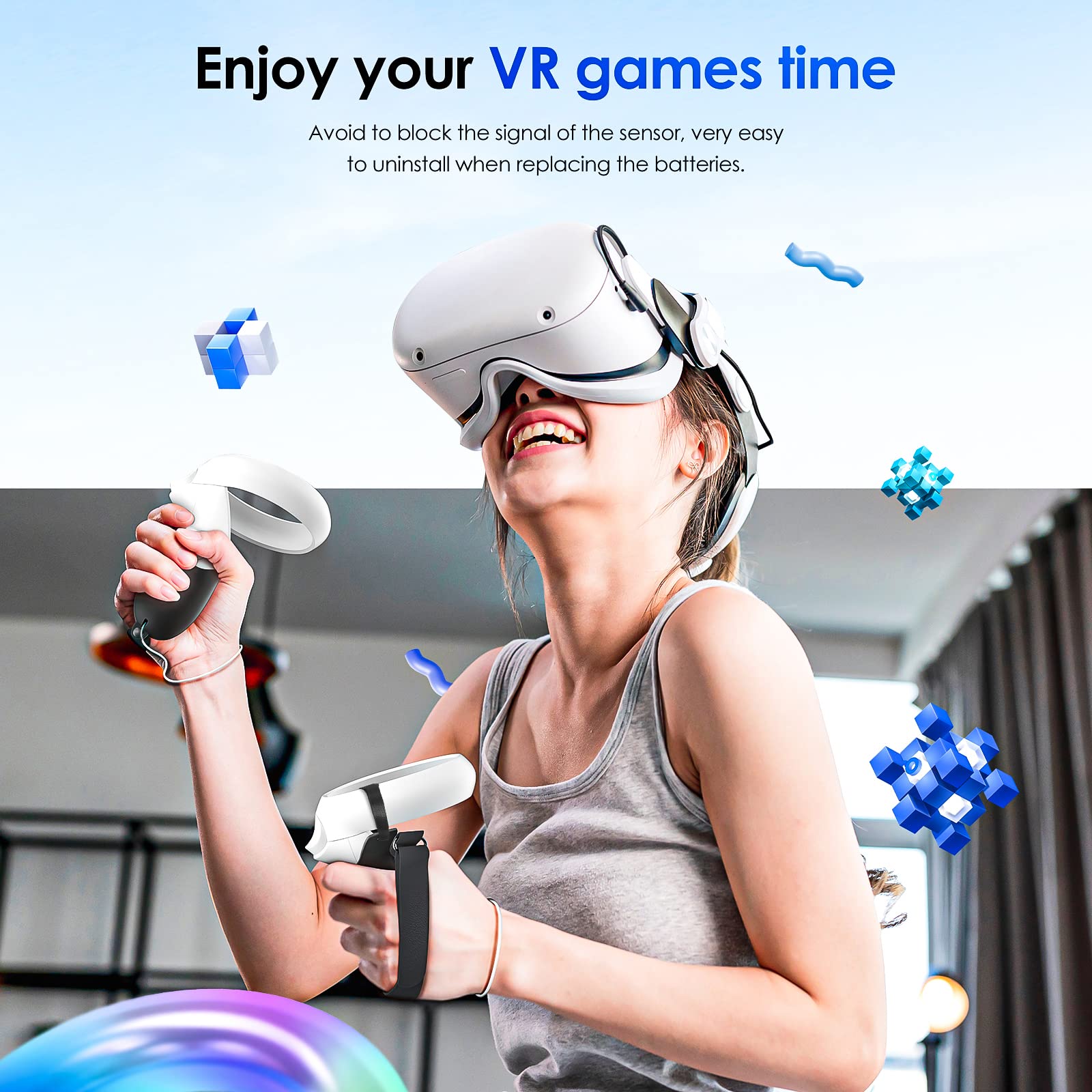 YRXVW Controller Grips Cover for Oculus Quest 2, Silicone Hand Grips Unibody Design with Adjustable Knuckle Strap Accessories Compatible with Quest 2 (Black)