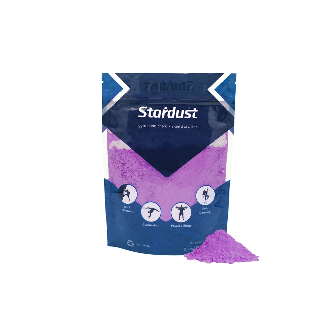 Stardust Hand Chalk 2.5oz Fine Powder| Made from Magnesium Carbonate Best for Rock Climbing, Gymnastics, Power Lifting, Crossfit and Pole Dancing Hand Chalk (Purple)