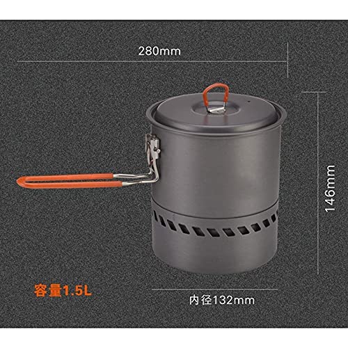YFDM 1.5L Outdoor Cook Pot Cooking Equipment Tools Portable Hiking Camping Picnic Backpacking Mountaineering Pot Cookware