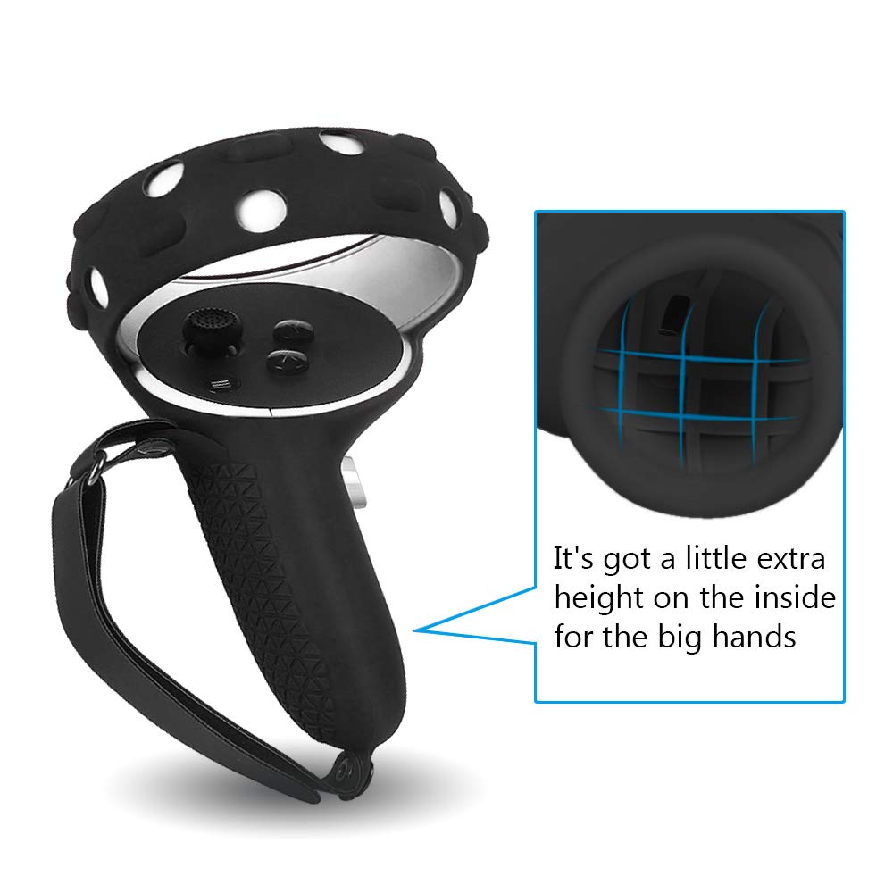 Touch Controller Grip Cover for Oculus Quest 2 Anti-Throw Handle Protective Sleeve Accessories with Adjustable Wrist Knuckle Strap(Bump)