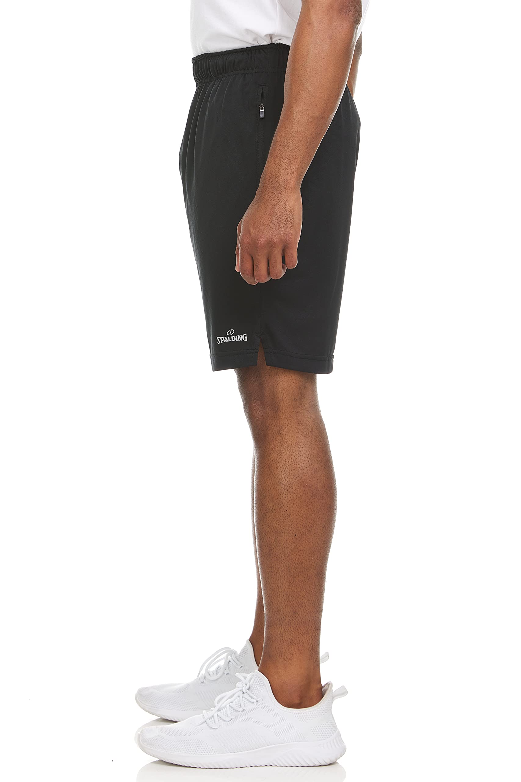 Spalding Mens Repel Performance Basketball Short with 9" Inseam, Black, L