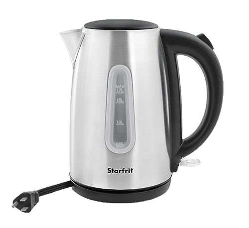 Starfrit 024010-006-0000 1.8-Quart Stainless Steel Electric Kettle, Silver/Black, One Size