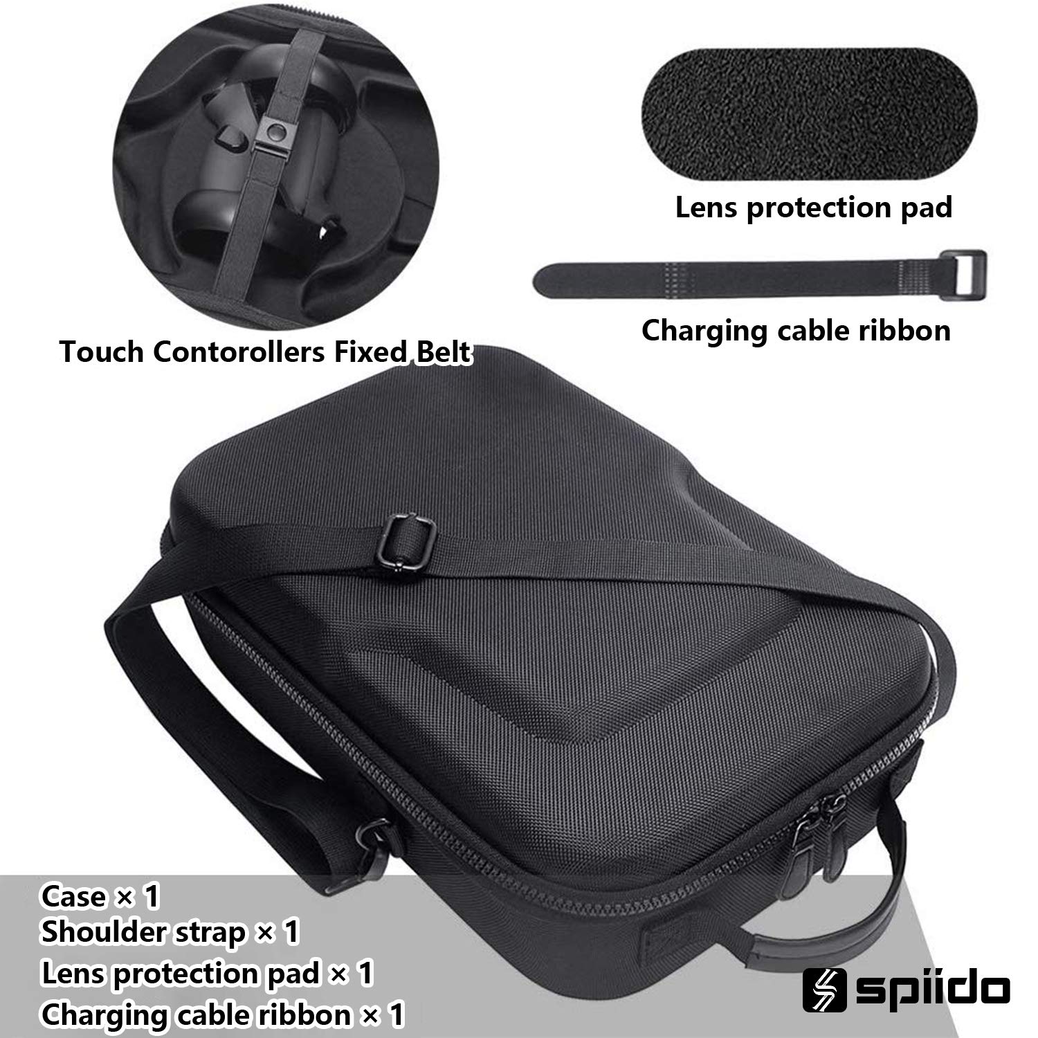 Spiido [2023 Upgrade] Hard Travel Case for Oculus Quest 2 /Oculus Quest VR Gaming Headset and Controllers Accessories Waterproof Shockproof Carrying Case (Black)