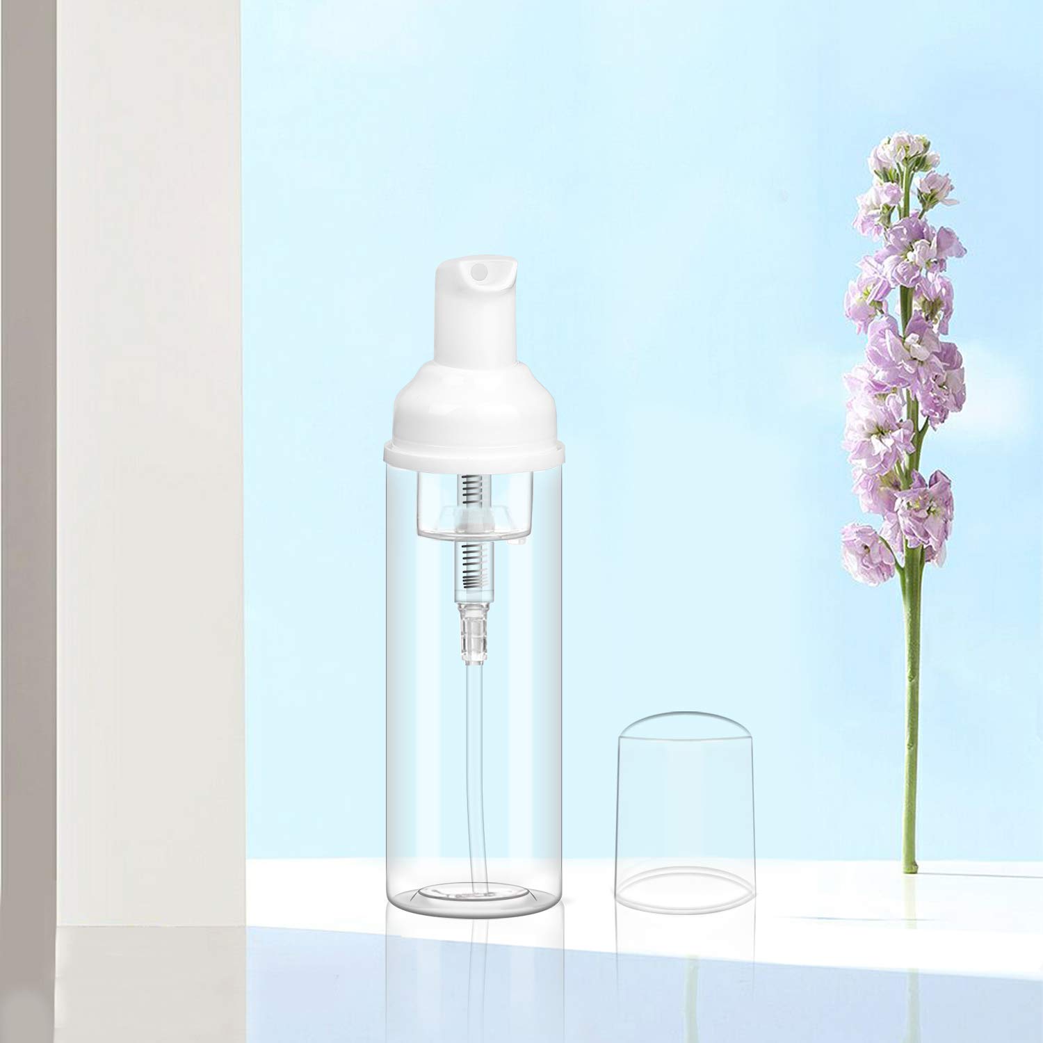 Set of 16 Plastic Foamer Pump Bottle Mini Liquid Foaming Bottles Empty Travel Foam Soap Dispenser for Refillable Travel Hand Soap Foaming, Shampoo, Castile (60ML/2oz)