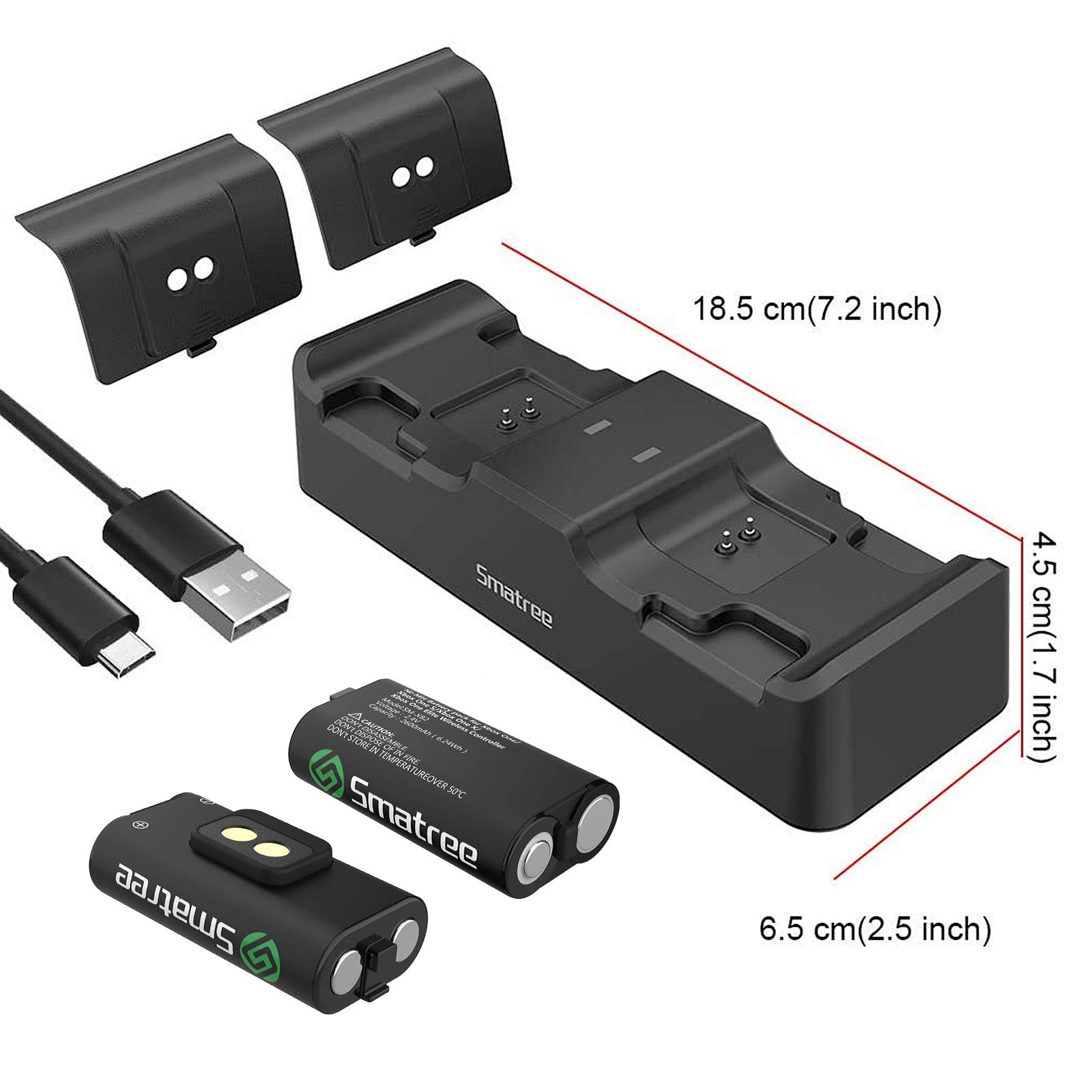Smatree Controller Charger for Xbox Series X|S, Dual Charging Station for Xbox One/One X/One S/One Elite, Dual Charging Dock with 2x2000mAh Rechargeable Battery(Update Fit Xbox Series X|S)