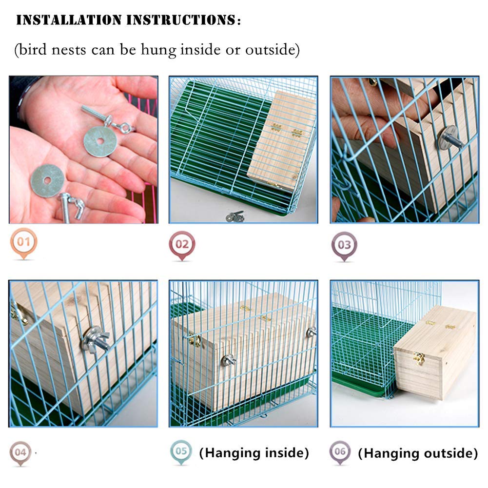 Pine Wood Parakeet Nest Box Bird House Budgie Breeding Mating Box for Lovebirds Cockatiel Parrotlets (L)