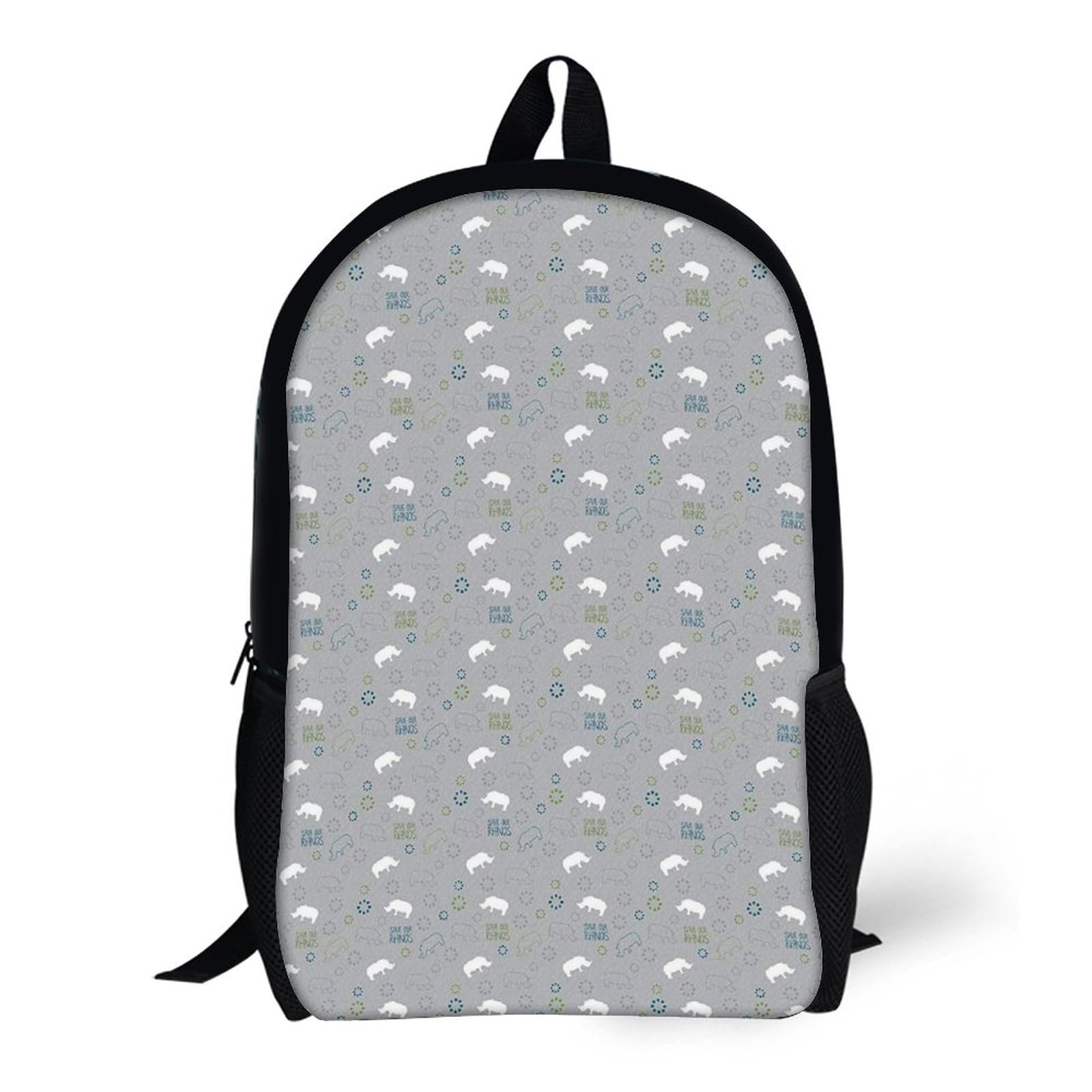 Save Our Rhinos Travel Backpack Casual 17 Inch Large Daypack Shoulder Bag with Adjustable Shoulder Straps