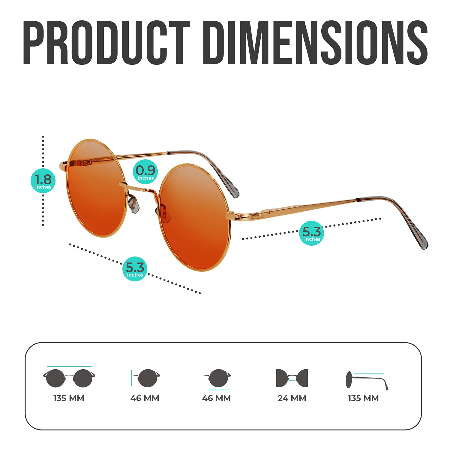 SunnyPro Hippie Glasses 70s Orange Sunglasses Women Disco 70’s Accessories Round Shades