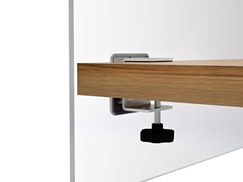 VaRoom Privacy Partition and Sneeze Guard, Frosted Acrylic Clamp-On Desk Divider – 48” W x 24”H Privacy Desk Mounted Cubicle Panel