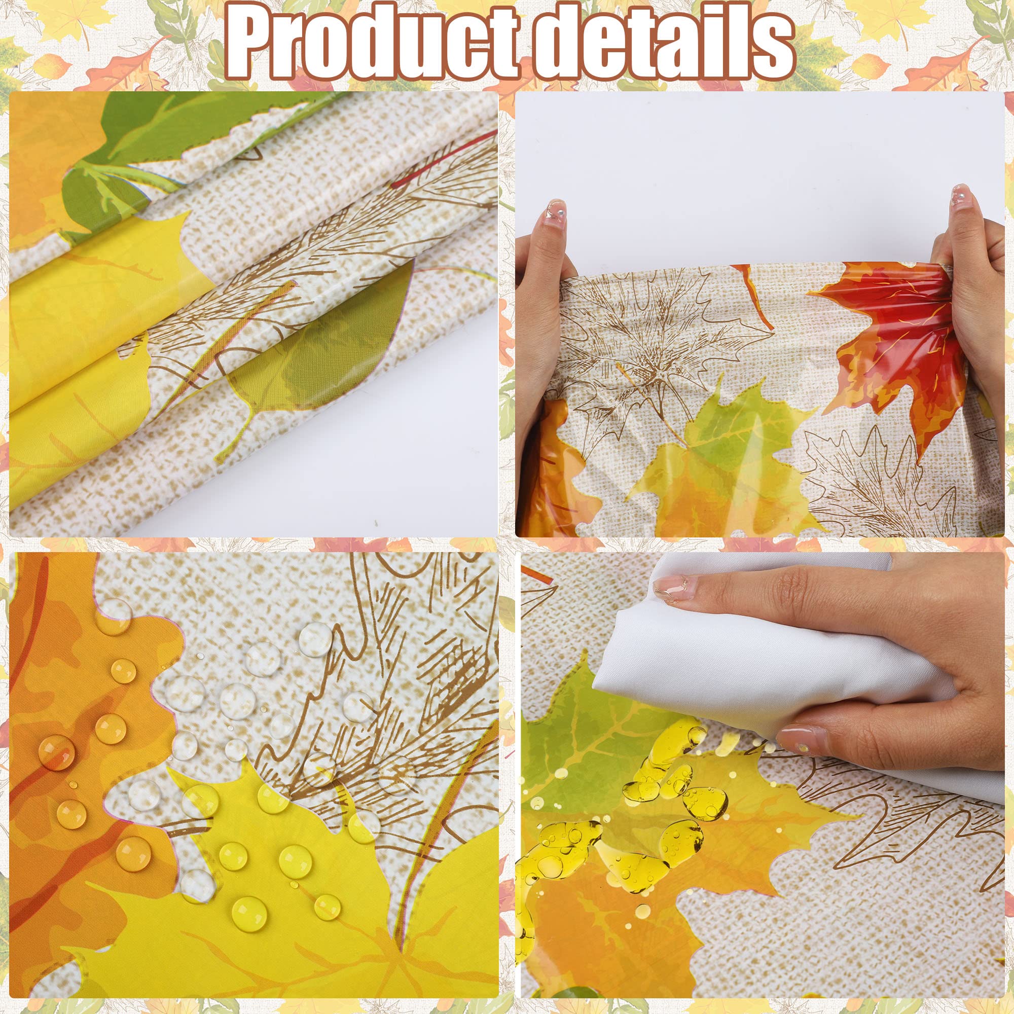 peony man 4 PCS Fall Leaves Tablecloths Plastic Maple Table Covers Disposable Rectangle Autumn Party for Thanksgiving Kitchen Dining, 54 x 108 Inch
