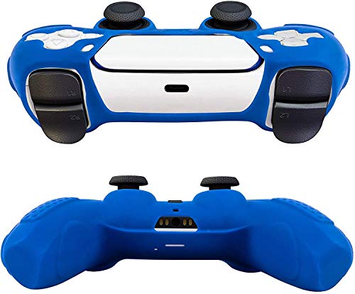 PS5 PlayStation 5 DualSense Wireless Controller Silicone, Non-Slip, Sweat-Proof Skin Covers, Pack of 3 colors (Black, Blue & White), plus 6 Analog Grips in three different sizes