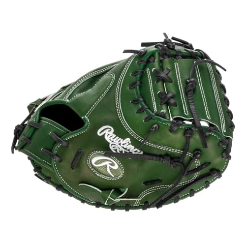 Rawlings | Heart of The Hide Baseball Catcher's Mitt | Right Hand Throw | 34" - 1 Pc. Solid Web | Military Green