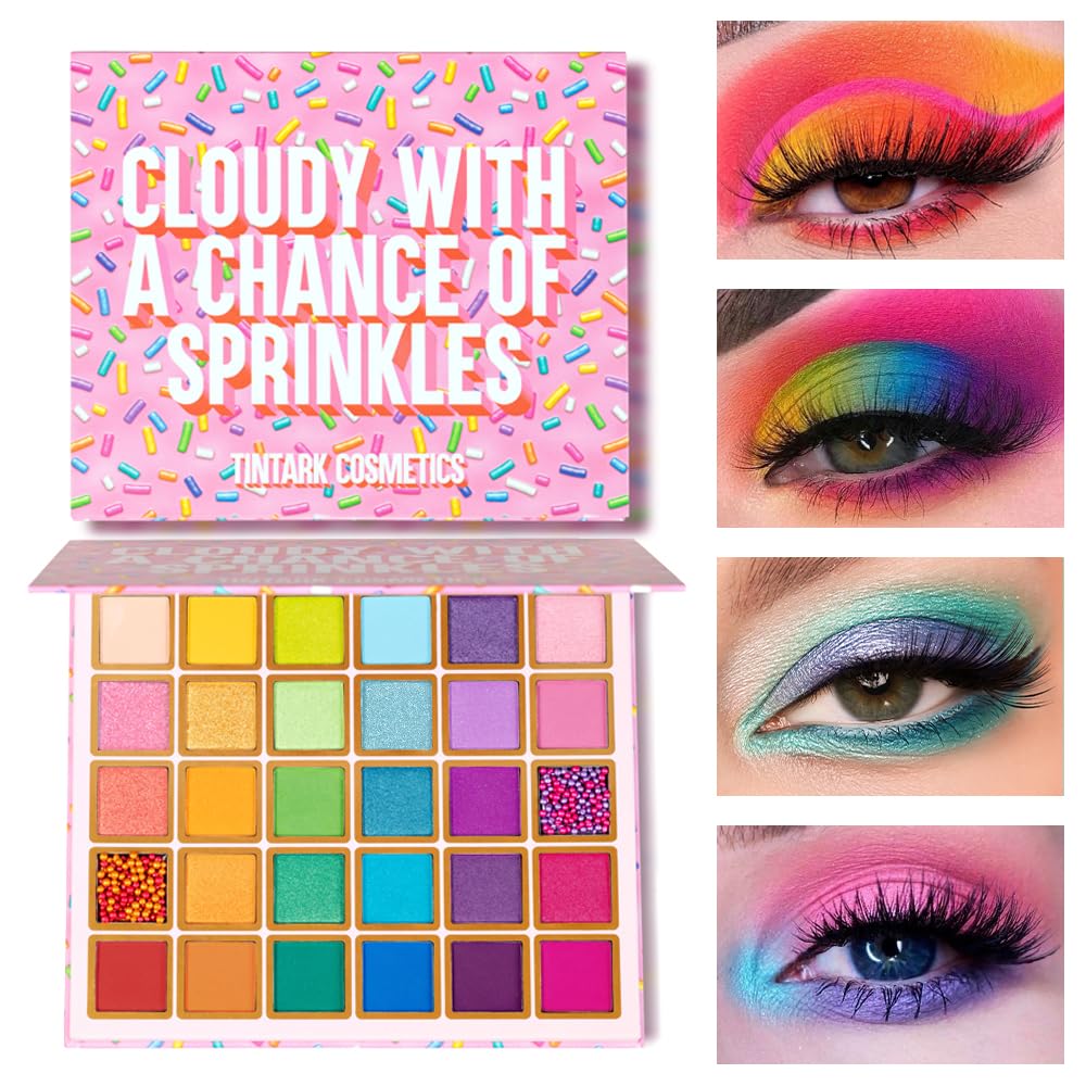 Tintark 30 Colors Makeup Eyeshadow Palette for Beauty & Matte Metallic Shimmer Pearl Glitter Eye Shadow Pallet & Rainbow Colorful Eye Makeup for Girls & Highly Pigment Eyeshadow Cosmetics
