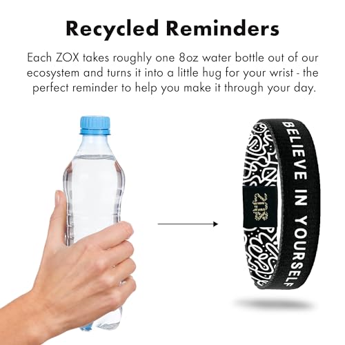ZOX Bracelets β Believe in Yourself | Stretchy Elastic Band with Motivational Affirmations and Beautiful Artwork, Great Gift for Men, Women, and Kids (Medium)