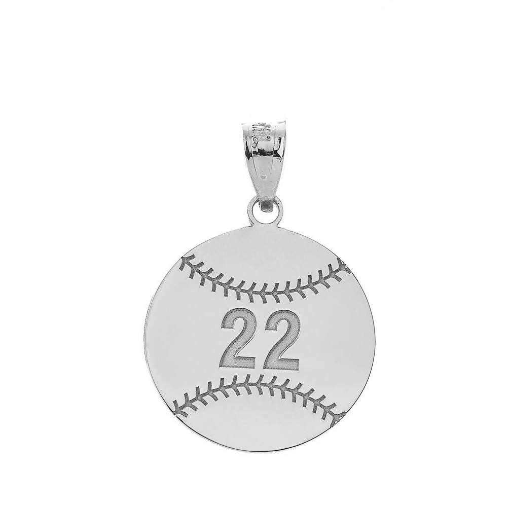 Sports Charms 925 Sterling Silver Personalized Baseball/Softball Pendant with Your Name and Number