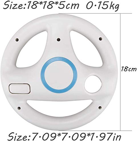 Steering Wheel for Wii Controller, 2 pcs White Racing Wheel Compatible with Mario Kart, GEEKLIN Game Controller wheel for Nintendo Wii Remote Game-White