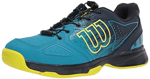 Wilson KAOS Junior QL Tennis Shoe, Barrier Reef/Navy Blazer/Lime Popsicle, 4.5 US Unisex Big Kid