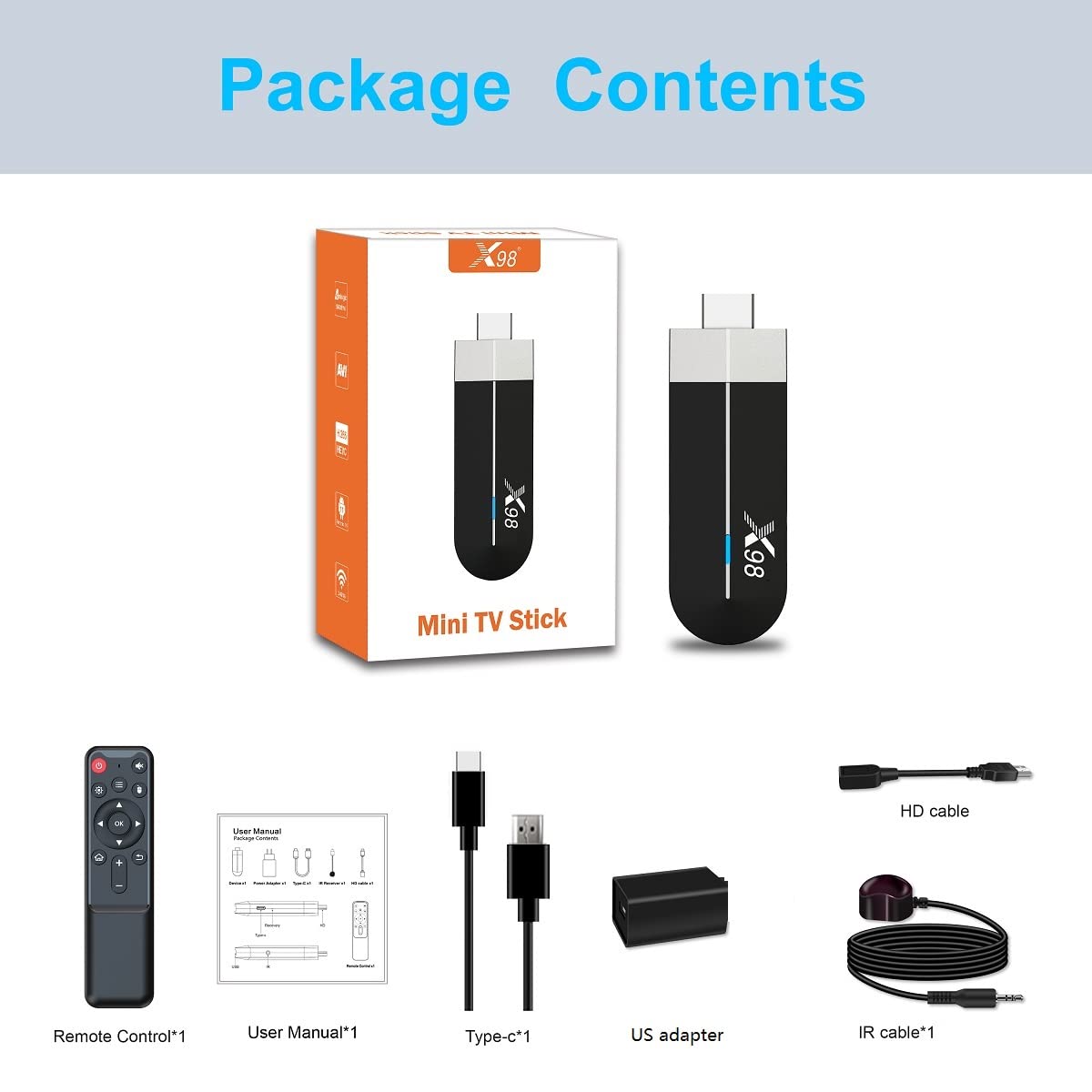Sofobod X98 TV Stick Android 11.0 TV Box 2GB RAM 16GB ROM 2.4G/5G Dual WiFi BT 4.1 Smart TV Stick H.265 Decoding HD 4K