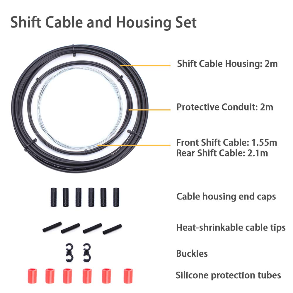 Wolfride Bicycle Cables and Housing Set Bike Cable Kit for Road Bike Mountain Bike