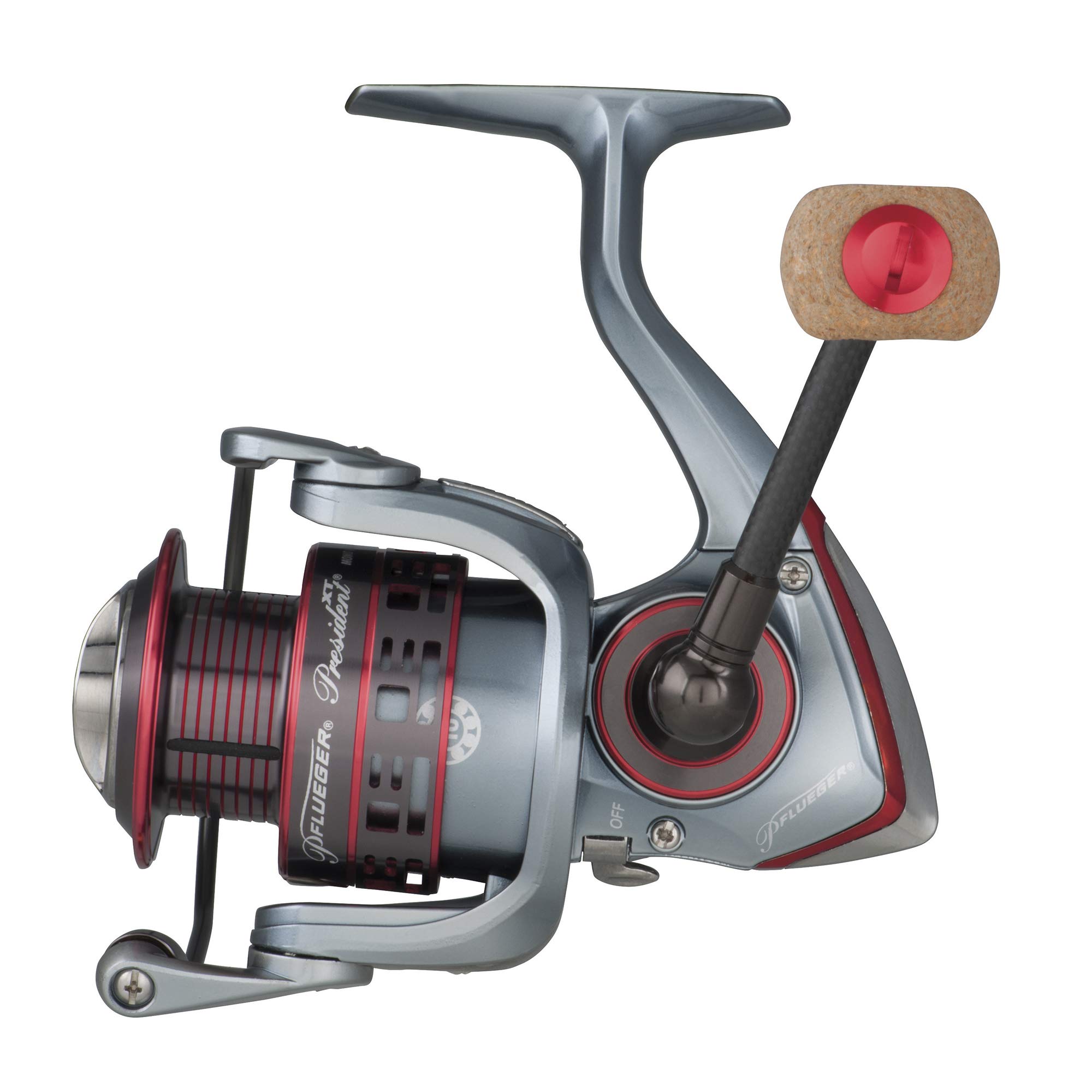 Pflueger President XT Spinning Reel, Size 25 Fishing Reel, Right/Left Handle Position, Aluminum Spool, Front Drag System