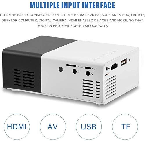 Vbestlife Mini Projector,Portable 1080P 600lm 4 : 3 LED Projector Home Cinema Theater Movie Support Laptop PC Smartphone HDMI Input,Great Gift Pocket Projector for Christmas (Black)
