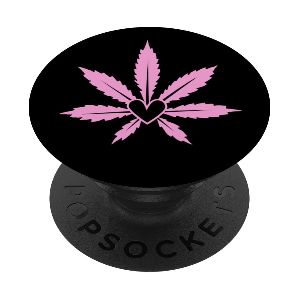 Pink Marijuana Pot Leaf CBD Cannabis Women's Weed Cute PopSockets Swappable PopGrip